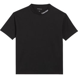 T-Shirt Calvin Klein Jeans, M&auml;dchen, Gr. 12 (152), pvh schwarz, Single Jersey, Obermaterial: 100% Baumwolle, unifarben, regular fit normal, Rundhals, abgesteppte Kante, Shirts T-Shirt, Reine Baumwolle, Regular Fit, Logoschriftzug am Ausschnitt