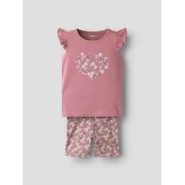 T-Shirt name it "NMFVAYANA CAPSL TOP SET", M&auml;dchen, Gr. 104, mesa rose, Jersey, Obermaterial: 95% Baumwolle, 5% Elasthan, bedruckt, regular fit normal, Rundhals, Shirts T-Shirt, Baumwollmischung, regular fit