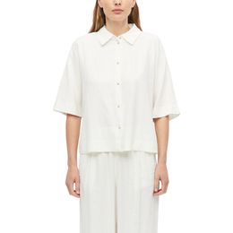 Hemdbluse s.Oliver, Damen, Gr. 36, wei&szlig;, Web, Obermaterial: 52% Leinen, 48% Viskose, unifarben, normal h&uuml;ftlang, Rundhals, abgerundeter Saum, Blusen Hemdbluse, kurz, mit Knopfleiste