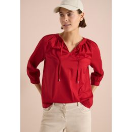 Klassische Bluse Cecil, Damen, Gr. L (42), tamarillo rot, Web, 100% Baumwolle, unifarben, normal normal, Rundhals, abgesteppt, Blusen Bluse, aus reiner Baumwolle