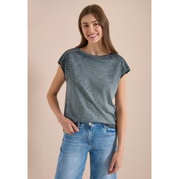 T-Shirt Cecil, Damen, Gr. L (42), volcanic grau, Web, 100% Baumwolle, unifarben, comfort fit normal, U-Boot-Ausschnitt, normaler Saum, Shirts T-Shirt, mit U-Boot-Ausschnitt