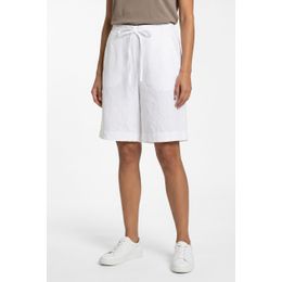 Leinenhose MAC "SANNY", Damen, Gr. 34, wei&szlig;, Web, Obermaterial: 100% Leinen, unifarben, normal knielang, Hosen, Shorts, Bermudas mit Gummizug und Kordelzug