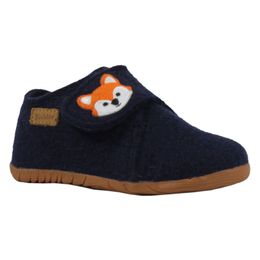 Hausschuh Richter "Filzi WMS: Mittel", M&auml;dchen, Gr. 26, blau (dunkelblau, fuchs), Filz, kontrastfarbene Details, Schuhe Hausschuh, Klettschuh, Winterschuh mit Weiten-Me&szlig;system
