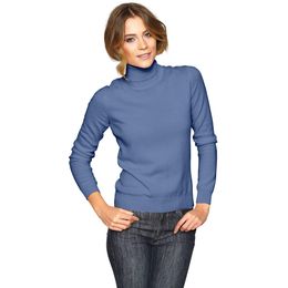 Rollkragenpullover "Rollkragenpullover", Damen, Gr. 34/36, blau, 100% Kaschmir, Linea Tesini BY HEINE, unifarben, Pullover Rollkragenpullover