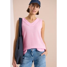 Cecil Damen Blusentop, rosa, Gr. XXL, unifarben, Web, 100% Baumwolle, Blusen, mit femininem V-Ausschnitt