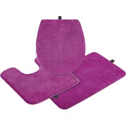 Badematte Bruno Banani "Lana, Badvorleger, Badezimmer Teppich" Gr. 11, pink, 3-tlg. Stand-WC Set, 3 Stk., Polyacryl, Badematten, Badematte, Badteppich, Badematten, unifarben, auch als 3 teiliges Set & rund