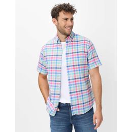 Kurzarmhemd Brax "Style DAN", Herren, Gr. L, Normalgr&ouml;&szlig;en, lila, Web, 70% Baumwolle, 30% Leinen, Hemden