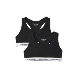 Bralette "2PK BRALETTE", Damen, Gr. 164/170, N-Gr, schwarz, Jersey, Obermaterial: 95% Baumwolle, 5% Elasthan, Calvin Klein Underwear, unifarben, Basic, k&ouml;rpernah, BHs Bralette, mit Logobund