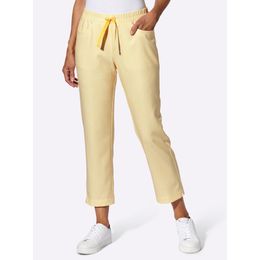 7/8-Hose Classic Basics, Damen, Gr. 46, Normalgr&ouml;&szlig;en, gelb (gelb, ecru, bedruckt), 100% Polyester, gemustert, Hosen 7/8-Hose