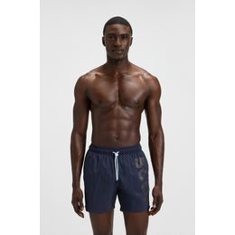 Badeshorts BOSS "Octopus", Herren, Gr. M, N-Gr, navy 417, Web, Obermaterial: 100% Polyamid, Badehosen Badeshorts, Mit BOSS Logoschriftzug, elastischer Taillenbund mit Kordel