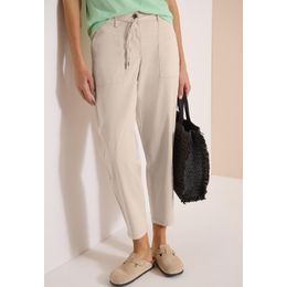 Stoffhose Cecil, Damen, Gr. 28, L&auml;nge 28, pearl beige, Web, 62% Baumwolle, 34% Lyocell, 4% Elasthan, unifarben, comfort fit kn&ouml;chellang, Hosen Stoffhose, Middle Waist