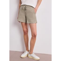 Shorts Street One, Damen, Gr. 46, buff grau, Web, 100% Baumwolle, unifarben, loose fit normal, Hosen Shorts, Middle Waist