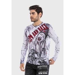 Cipo & Baxx Sweatshirt CIPO & BAXX "Sweatshirts", Herren, Gr. M, wei&szlig;, Feinstrick, 50% Baumwolle, 50% Polyester, bedruckt, regular fit normal, Raglan&auml;rmel, Sweatshirts Sweatshirt, mit coolem Print