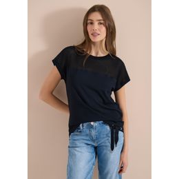 T-Shirt Cecil, Damen, Gr. L (42), universal blau, Web, 50% Baumwolle, 50% Modal, unifarben, comfort fit normal, U-Boot-Ausschnitt, normaler Saum, Shirts T-Shirt, mit U-Boot-Ausschnitt