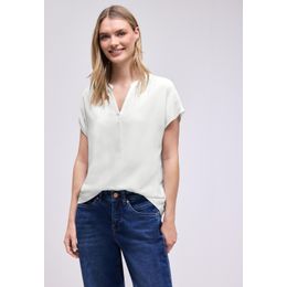 Street One Damen Kurzarmblusesanftes wei&szlig;, Gr. 42, unifarben, Stoff, 100% Viskose, Blusen, mit geschlitztem Rundhalsausschnitt