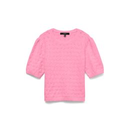 V&eacute;ro Moda Kurzarmpullover VERO MODA "VMDOFFY STITCH 2/4 O-NECK PULLOVER NOOS", Damen, Gr. L, prism pink detail:melange, Strick, Obermaterial: 94% Polyester, 3% Elasthan, 3% Nylon, meliert, regular fit normal, Rundhals, Pullover, Materialmix, regular fit