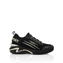 Laufschuh Plein Sport "Runner Sneaker", Damen, Gr. 35, Normalschaft, schwarz (0293, schwarz, lightgold), Schuhe Laufschuh