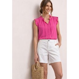 Blusentop Street One, Damen, Gr. 46, magenta dream, Stoff, 100% Viskose, unifarben, klassisch normal, Rundhals, R&uuml;schen, Blusen Blusentop, mit R&uuml;schendetails