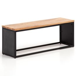 Wohnling WL6.781 Sitzbank Akazie Massivholz / Steinoptik 120x45x35 cm Flurbank mit Metallgestell