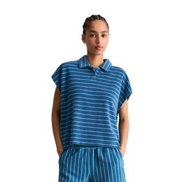 Marc O'Polo Poloshirt MARC O'POLO DENIM "aus Organic Cotton", Damen, Gr. L, medium blau, Obermaterial: 100% Baumwolle, bedruckt, relaxed fit, normaler Saum, Shirts