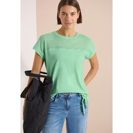 Blusenshirt Cecil, Damen, Gr. L (42), juicy lime, Web, 50% Baumwolle, 50% Modal, unifarben, normal normal, U-Boot-Ausschnitt, abgesteppt, Shirts Blusenshirt, im soften Baumwoll-Mix