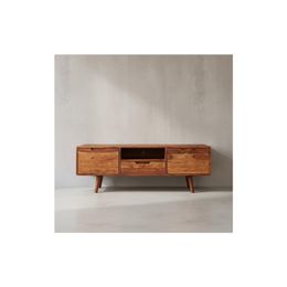 KADIMA DESIGN Massives Lowboard im Landhausstil, Fernsehkonsole mit Stauraum, Handgefertigt.