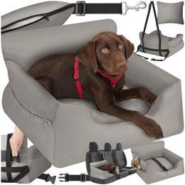 TecTake&reg; Hundeautositz, mit Sicherheitsleine und 2 Befestigungsgurten, l&auml;ngenverstellbar, abnehmbare Bez&uuml;ge aus Canvas, wasserabweisend und waschbar, 55 x 50 x 29 cm