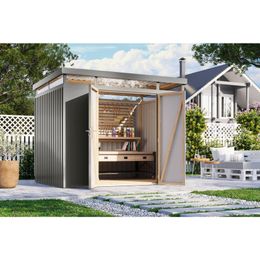 Metallger&auml;tehaus Boldmere XXL im Set mit Anbaudach 2 m