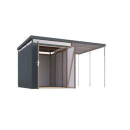 Metallger&auml;tehaus Boldmere XXL im Set mit Anbaudach 2 m