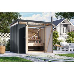 Metallger&auml;tehaus Boldmere XXL im Set mit Anbaudach 2 m