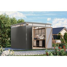 Metallger&auml;tehaus Boldmere XXL im Set mit Anbaudach 2 m