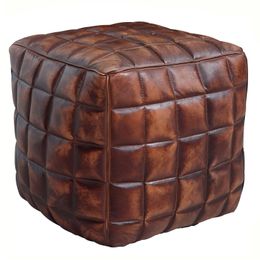FineBuy Sitzw&uuml;rfel Leder Ottomane Sitzhocker Hocker braun Polsterhocker