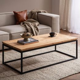 FineBuy Couchtisch Akazie Massivholz 120cm Wohnzimmertisch rechteckig Industrial Design