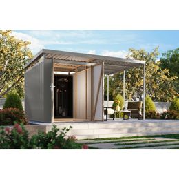 Metallger&auml;tehaus Boldmere XXL im Set mit Anbaudach 2 m
