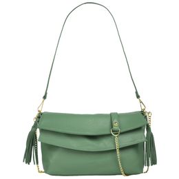 Umh&auml;ngetasche Samantha Look, Damen, Gr. B/H/T: 33cm x 20cm x 6cm onesize, gr&uuml;n, Leder, leicht gl&auml;nzend, unifarben, Taschen Umh&auml;ngetasche, echt Leder, Made in Italy