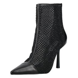 High-Heel-Stiefelette Steve Madden "Steve Madden Stiefelette Leder/Mesh", Damen, Gr. 37, schwarz, Leder, Textil, Schuhe
