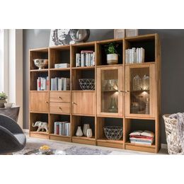 Regalelement Home Affaire "Ecko", beige (naturfarben), B:225cm H:164cm T:34cm, Massivholz, Regale, aus sch&ouml;nem massivem Wildeichenholz, Breite 225 cm