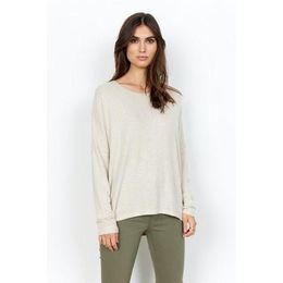 Rundhalsshirt soyaconcept "SC-BIARA 1", Damen, Gr. L, beige (91620 cream melange), Feinstrick, Obermaterial: 74% Viskose, 21% Polyester, 5% Elasthan, meliert, regular fit Po-bedeckend, Rundhals, Shirts Rundhalsshirt, bequemer Pullover, elastische Viskose-Qualit&auml;t in melierter Optik