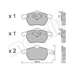 METELLI Bremsbelagsatz, Scheibenbremse 2203141 f&uuml;r Volvo