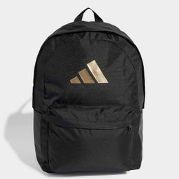 Rucksack adidas Performance "CLASSIC 3-STREIFEN LOGO", schwarz (schwarz, gold metallic), Rucks&auml;cke, Obermaterial: 100% Polyester, Rucksack