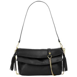 Umh&auml;ngetasche Samantha Look, Damen, Gr. B/H/T: 33cm x 20cm x 6cm onesize, schwarz, Leder, leicht gl&auml;nzend, unifarben, Taschen Umh&auml;ngetasche, echt Leder, Made in Italy