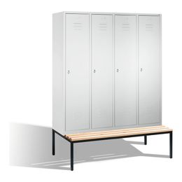 C+P Umkleidespind Classic mit Sitzbank, 4 Abteile, H2090xB1590xT500/815mm Front Lichtgrau Korpus Lichtgrau ; C + P M&ouml;belsysteme (8050-42|S10010)