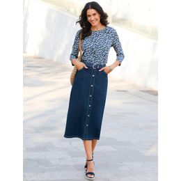 Print-Shirt Inspirationen "Rundhals-Shirt", Damen, Gr. 36, blau (rauchblau, bleu, bedruckt), 50% Baumwolle, 50% Modal, bedruckt, gebl&uuml;mt, gemustert, mehrfarbig, Rundhals, Shirts
