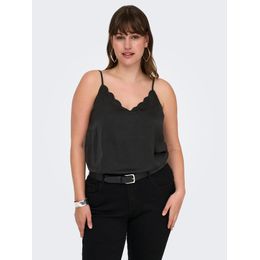 Tr&auml;gertop Only CARMAKOMA "CARDEBBIE SINGLET WVN NOOS", Damen, Gr. 42, schwarz, Web, Obermaterial: 100% Polyester, unifarben, regular fit normal, Rundhals, Tops Tr&auml;gertop