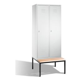 C+P Umkleidespind Classic mit Sitzbank, 2 Abteile, H2090xB810xT500/815mm Front Lichtgrau Korpus Lichtgrau ; C + P M&ouml;belsysteme (8050-22|S10003)