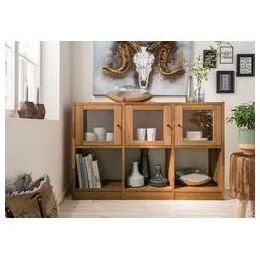 Sideboard Home Affaire "Ecko", beige (naturfarben), B:136cm H:87cm T:34cm, Massivholz, Sideboards, Sideboard, aus massiver Wildeiche, Breite 136 cm