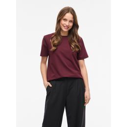 Kurzarmshirt Vila "VINORA S/S T-SHIRT - NOOS", Damen, Gr. L, port royale, Jersey, Obermaterial: 96% Baumwolle, 4% Elasthan, unifarben, regular fit normal, Rundhals, Shirts, Baumwollmischung, regular fit