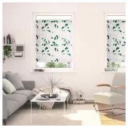 Plissee LICHTBLICK ORIGINAL "Plissee Klemmfix, ohne Bohren, blickdicht, Monstera - Gr&uuml;n", gr&uuml;n (gr&uuml;n, wei&szlig;, wei&szlig;), B:90cm H:130cm, Obermaterial: 100% Polyester, Plissees