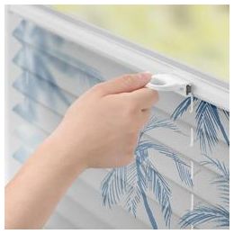 Plissee LICHTBLICK ORIGINAL "Plissee Klemmfix, ohne Bohren, blickdicht, Blueprint Palms - Blau", blau (blau, wei&szlig;, wei&szlig;), B:80cm H:130cm, Obermaterial: 100% Polyester, Plissees