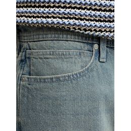 Jack & Jones Jeansshorts JACK & JONES "JJIALEX JJCREW SHORTS AT 249 ST LN", Herren, Gr. L, N-Gr, blau denim, Denim/Jeans, Obermaterial: 100% Baumwolle, Abriebeffekte, comfort fit knielang, Jeans Jeansshorts, Baumwolle, baggy fit